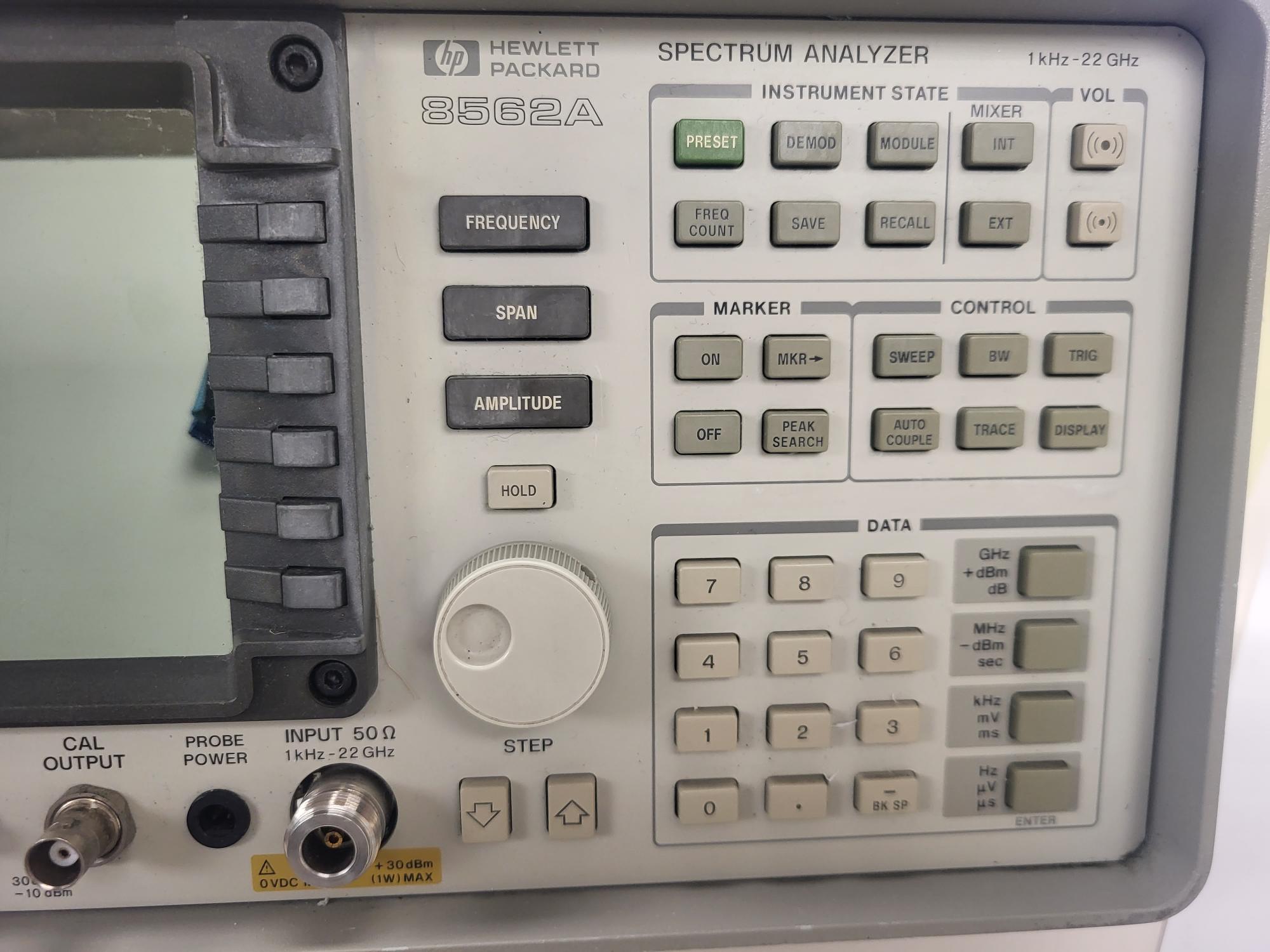 HP SPECTRUM ANALYZER Hp 8562A FRONT PANEL - Analyzers, Test Equipment ...
