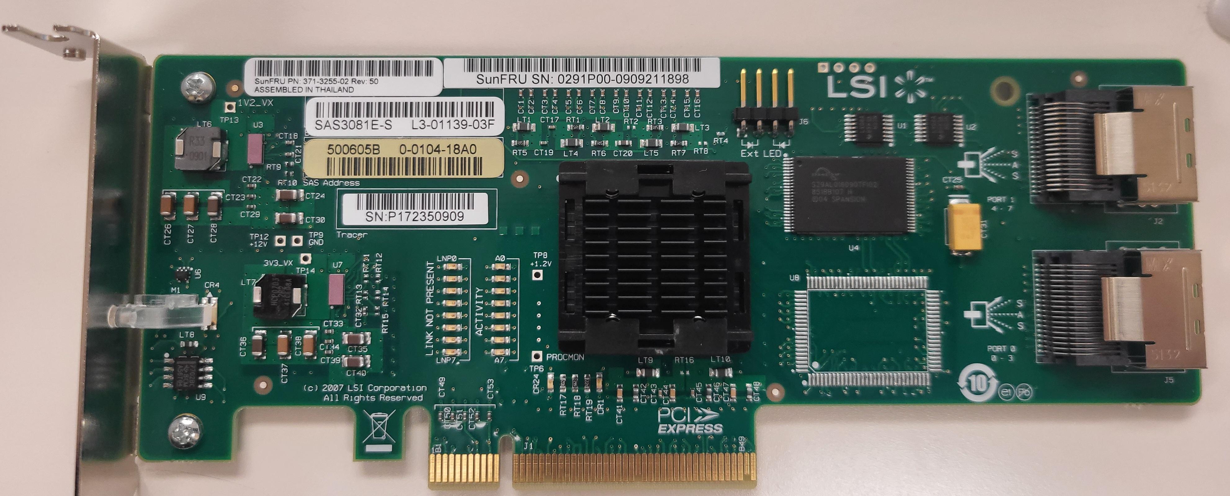 Sun Microsystems SAS Cables (530-3971-01: 530-3894-02) and PCI ...