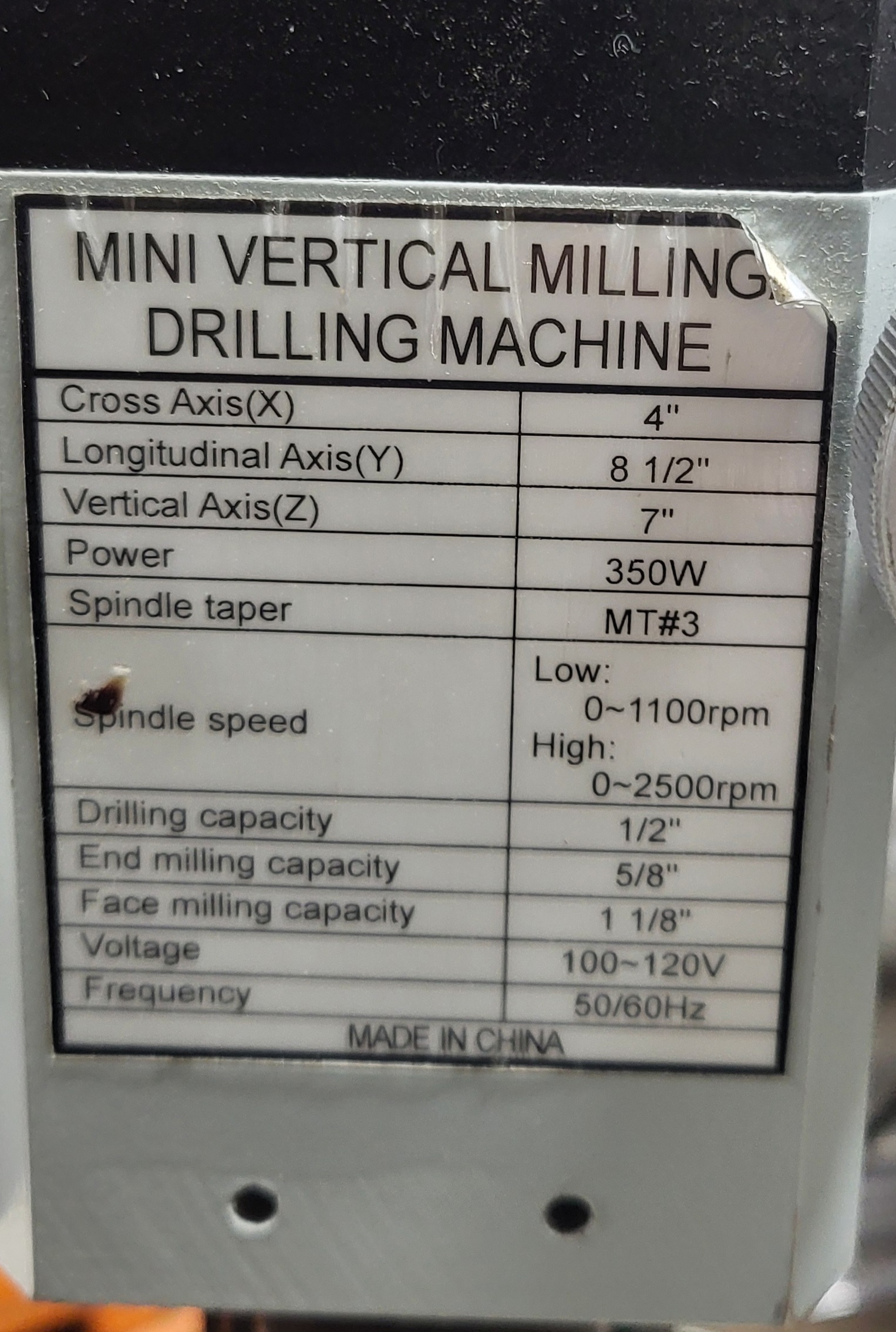 Micro-Lux Mini Vertical Milling Drilling Machine 95D-1