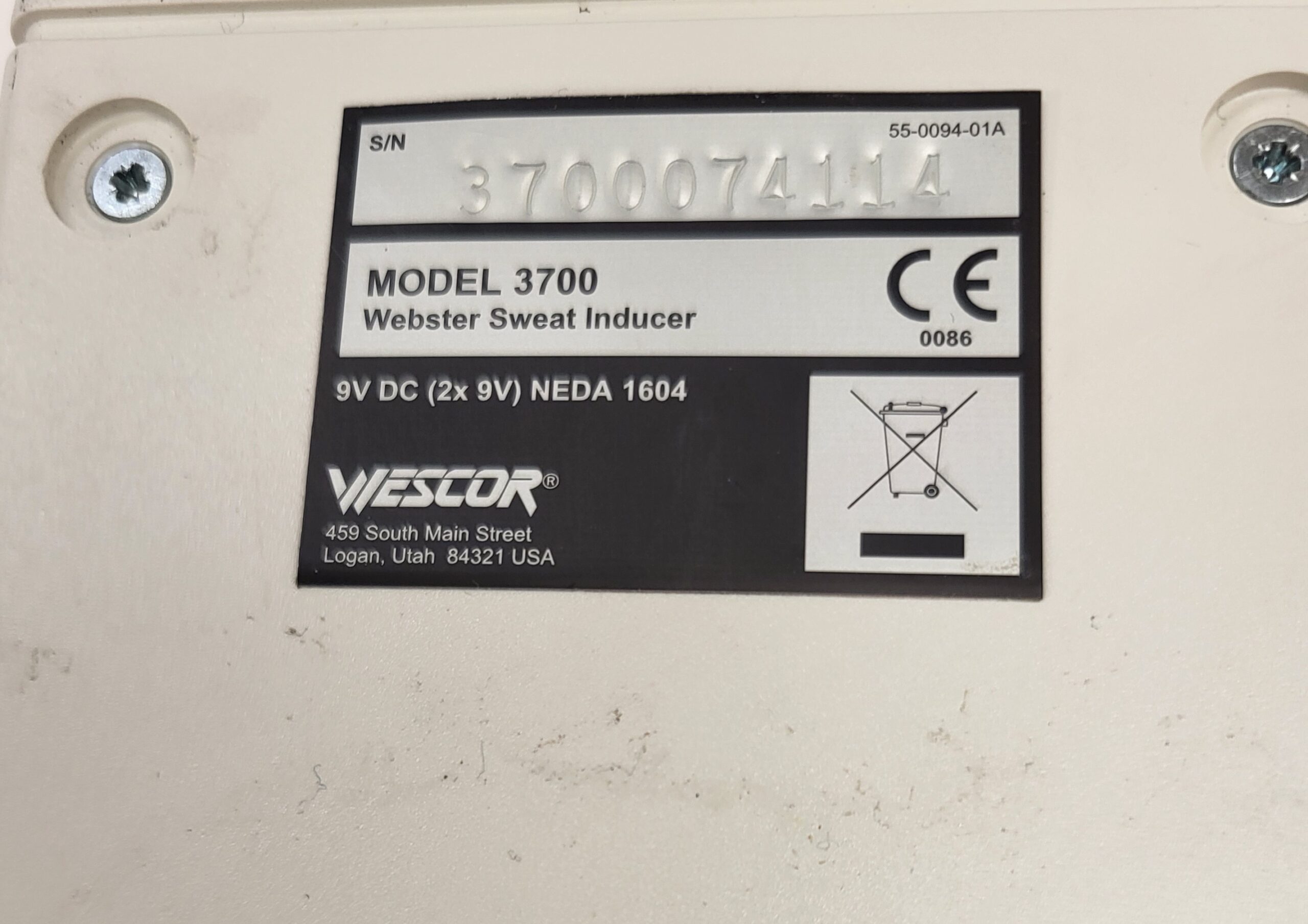 Webster Sweater Inducer Collection Unit Model 3700 by Wescor - Test ...