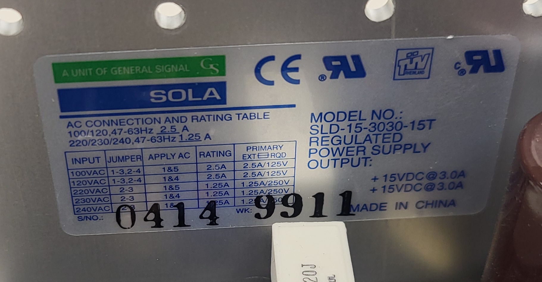 SOLA Power Supply SLD-15-3030-15T - Power Supplies - BMI SURPLUS INC