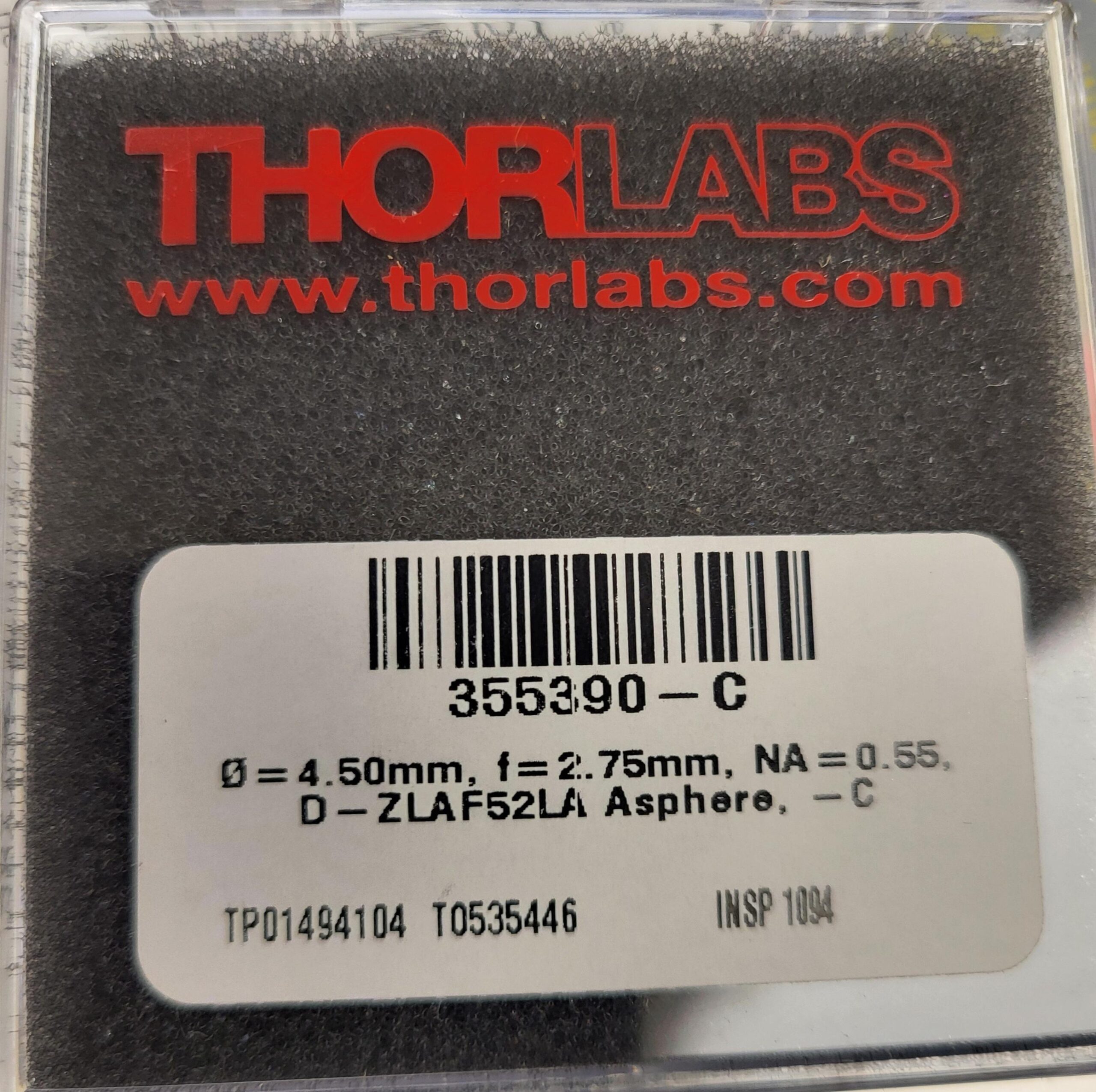 Thorlabs 35390-C Unmounted Aspheric Lens - Optical Accessories - BMI ...
