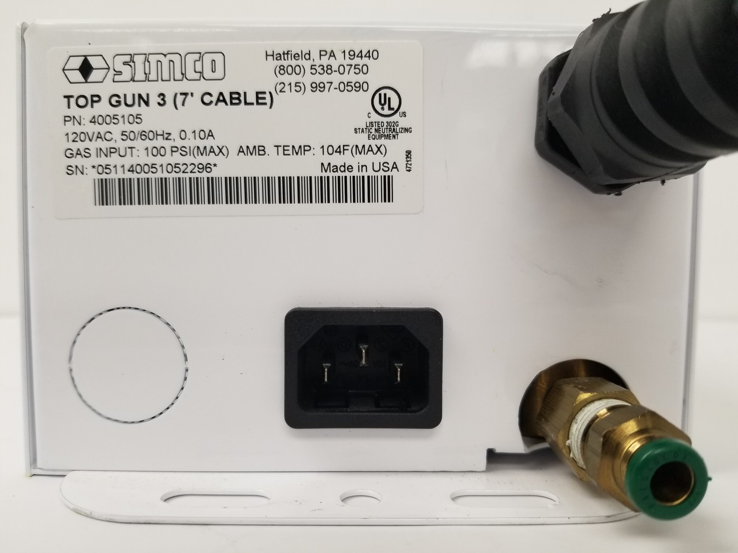 Simco 4005105 Top Gun Ionizing Air Gun Simco Top Gun Ionizing Air Gun