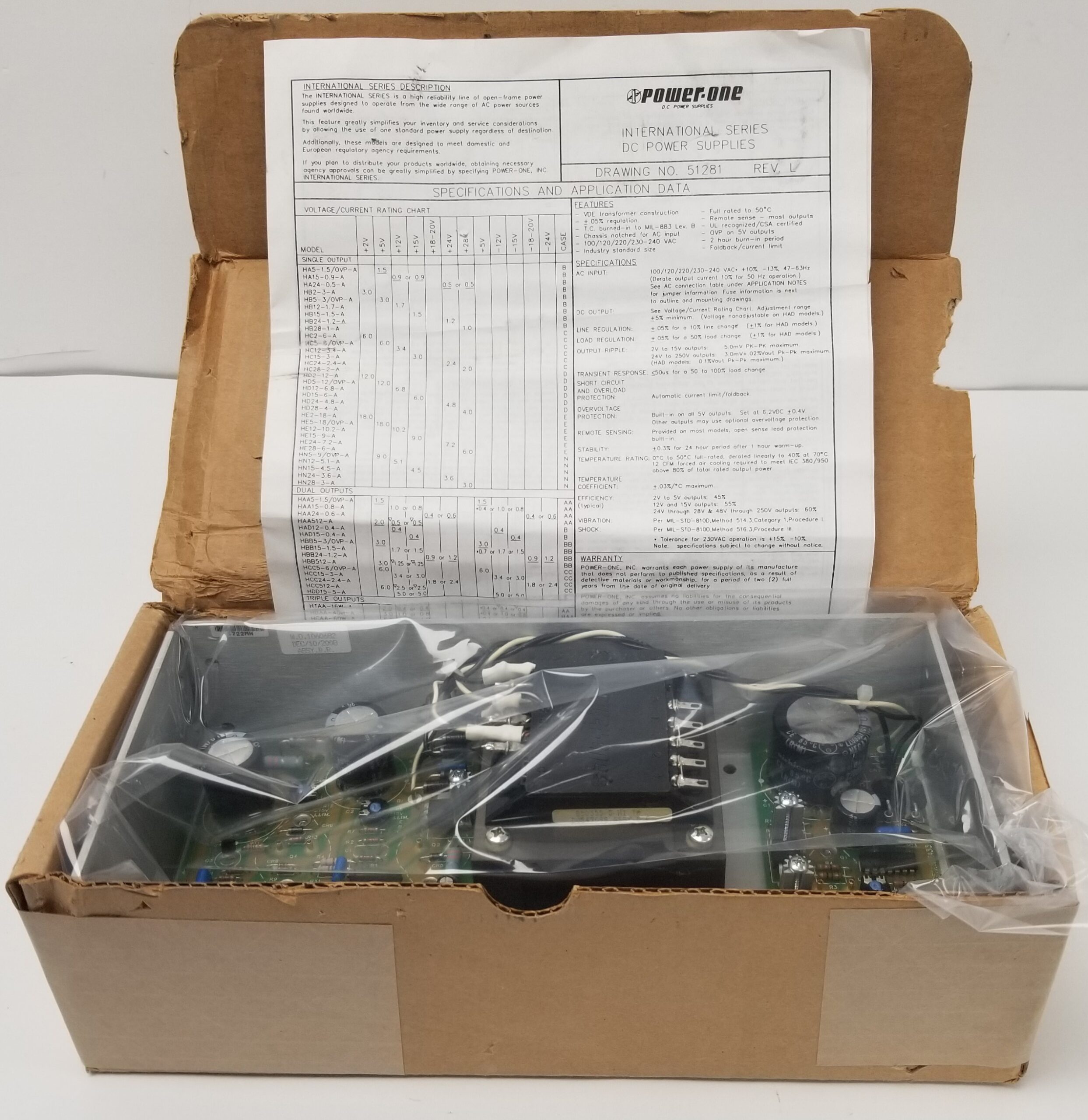 Power One HCBB-75W-AG Open Frame Power Supply