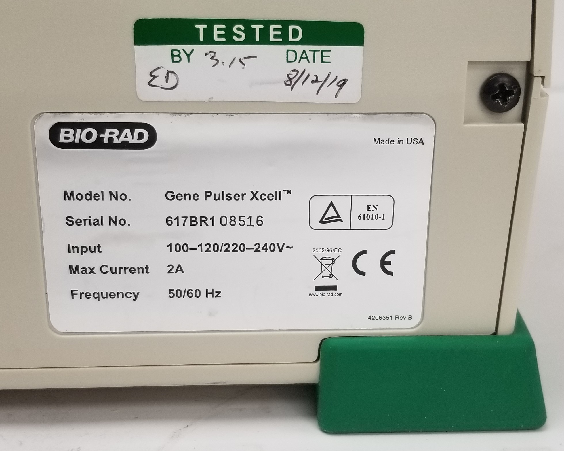 Bio-Rad Gene Pulser Xcell with CE Module, PC Module and Shock Pad