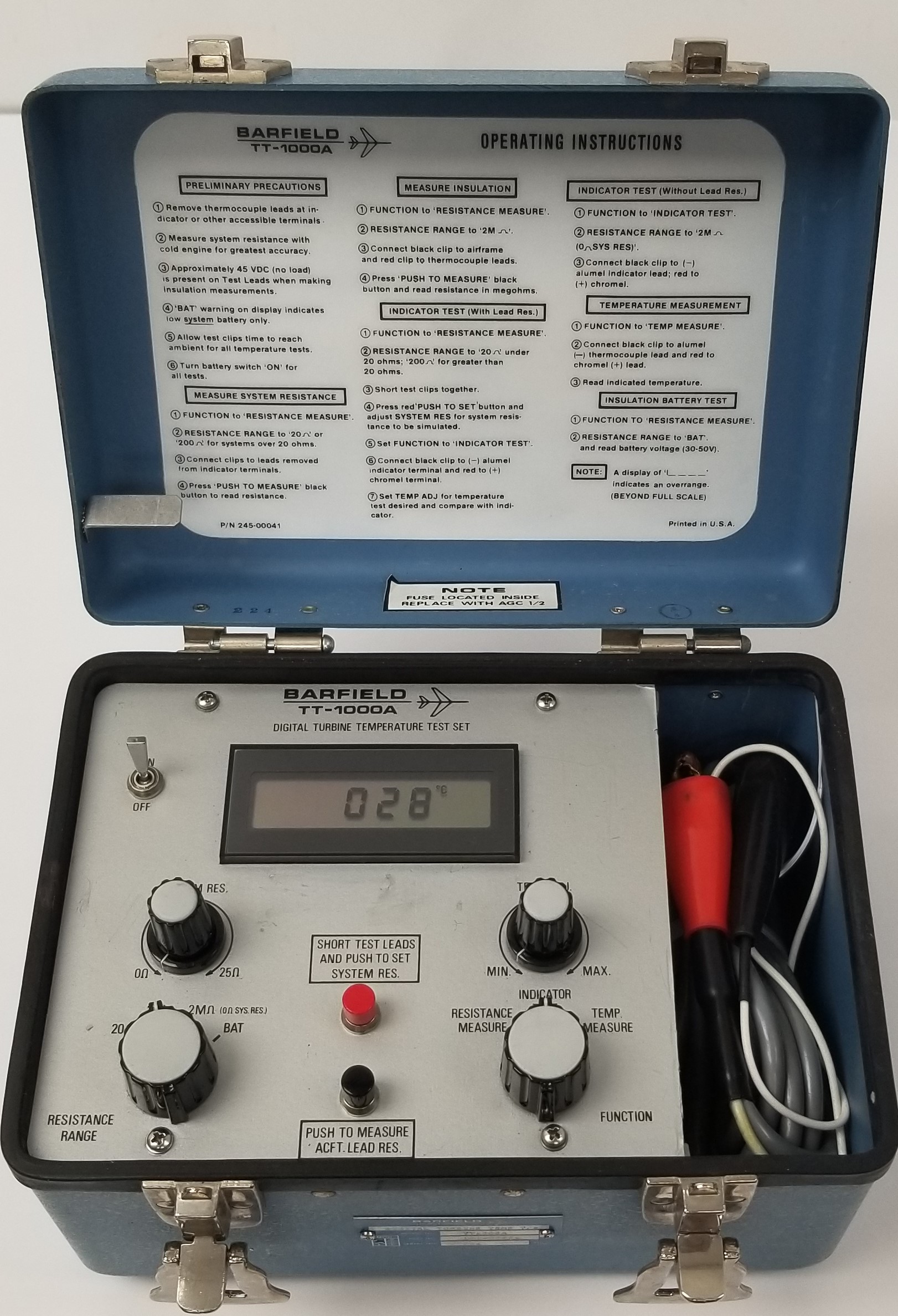 Barfield TT-1000A 101-00901 Digital Turbine Temperature Test Set