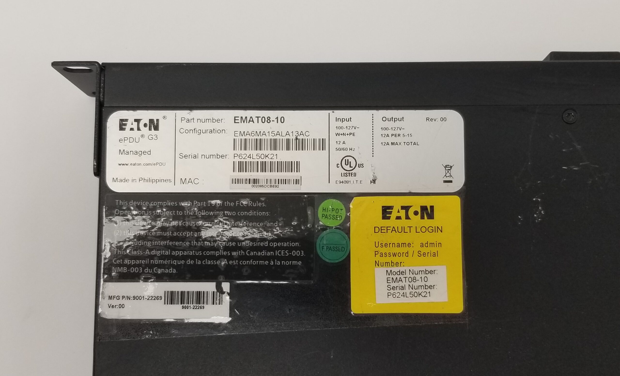 Eaton EMAT08-10 9001-22269 Managed PDU