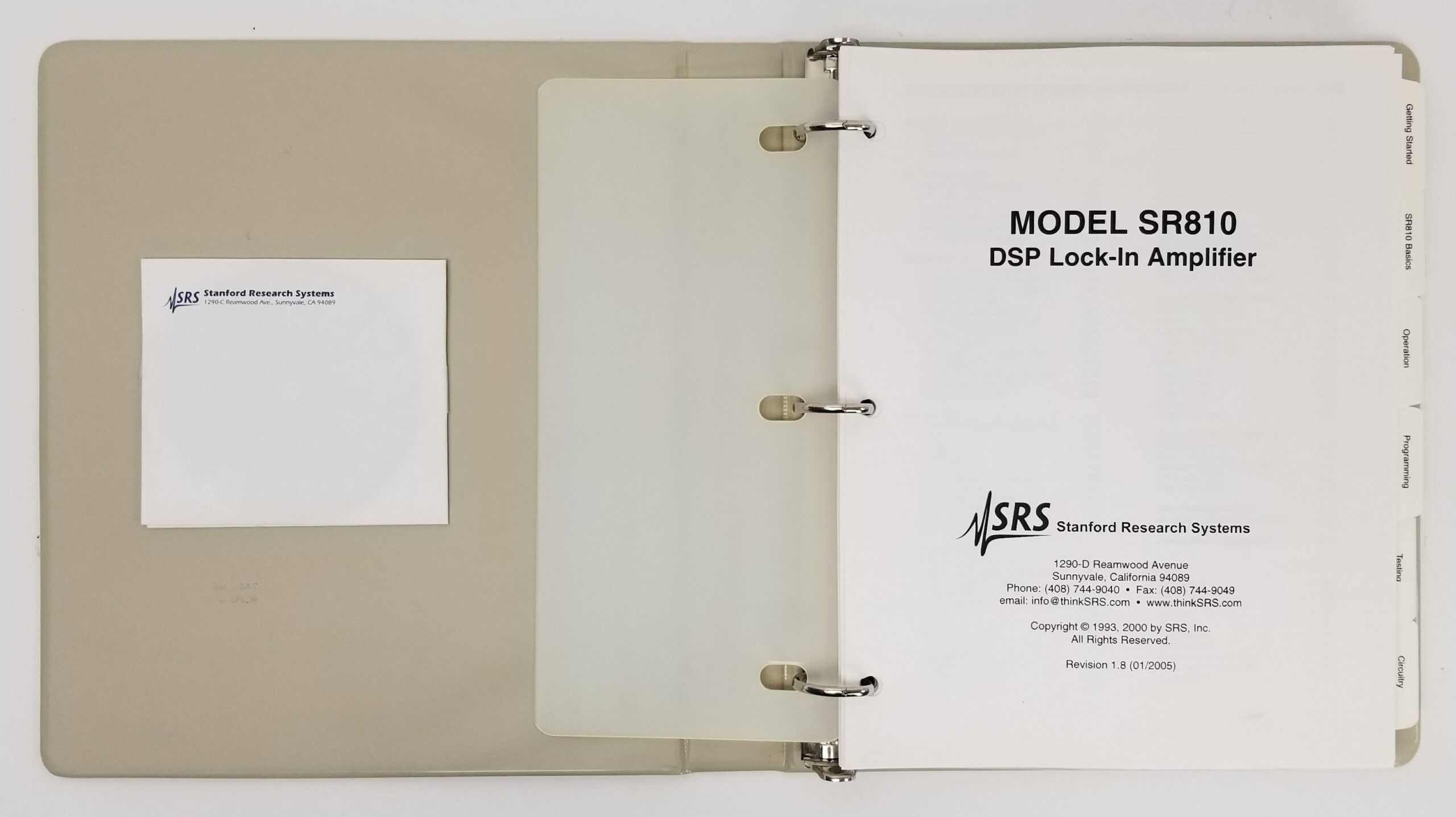 Stanford Research Systems SR810 DSP Lock-In-Amplifier Manual and Disk