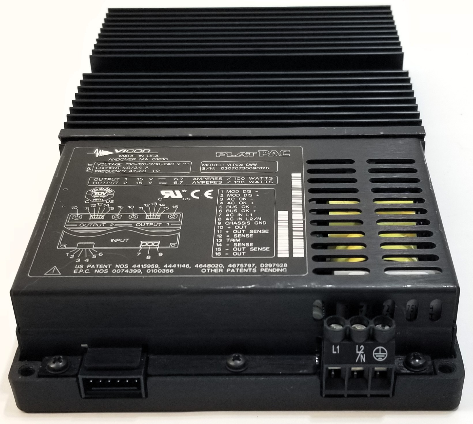 Vicor FlatPac VI-PU22-CWW Modular D.C. Dual Output Power Supply