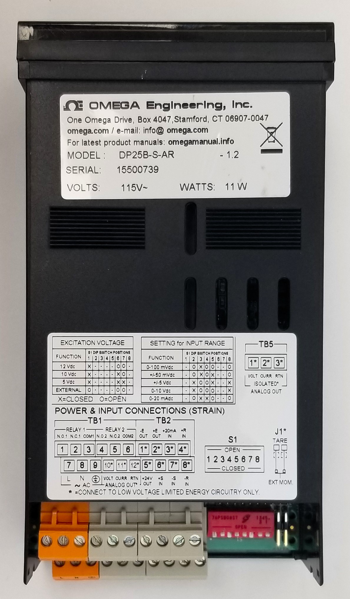 Omega Engineering Inc. Strain and Load Cell Panel Meter DP25B