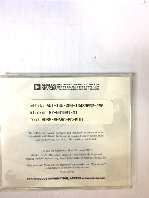 Analog Devices VDSP-SHARC-PC-FULL VisualDSP - Computer Software - BMI ...