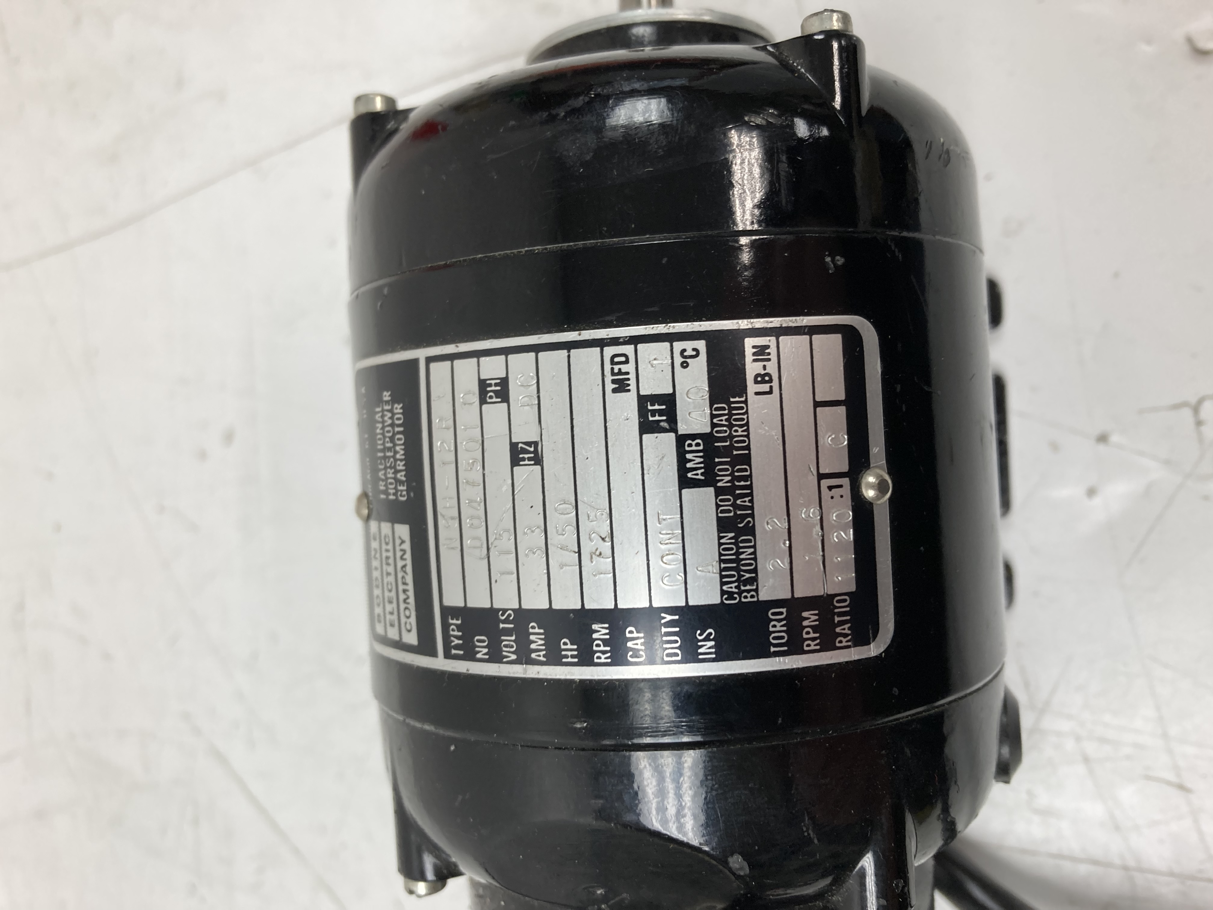 Bodine Electric NSH-12R 1/70 HP 1725 RPM Speed Reducer Motor - Industrial Process Equipment ...