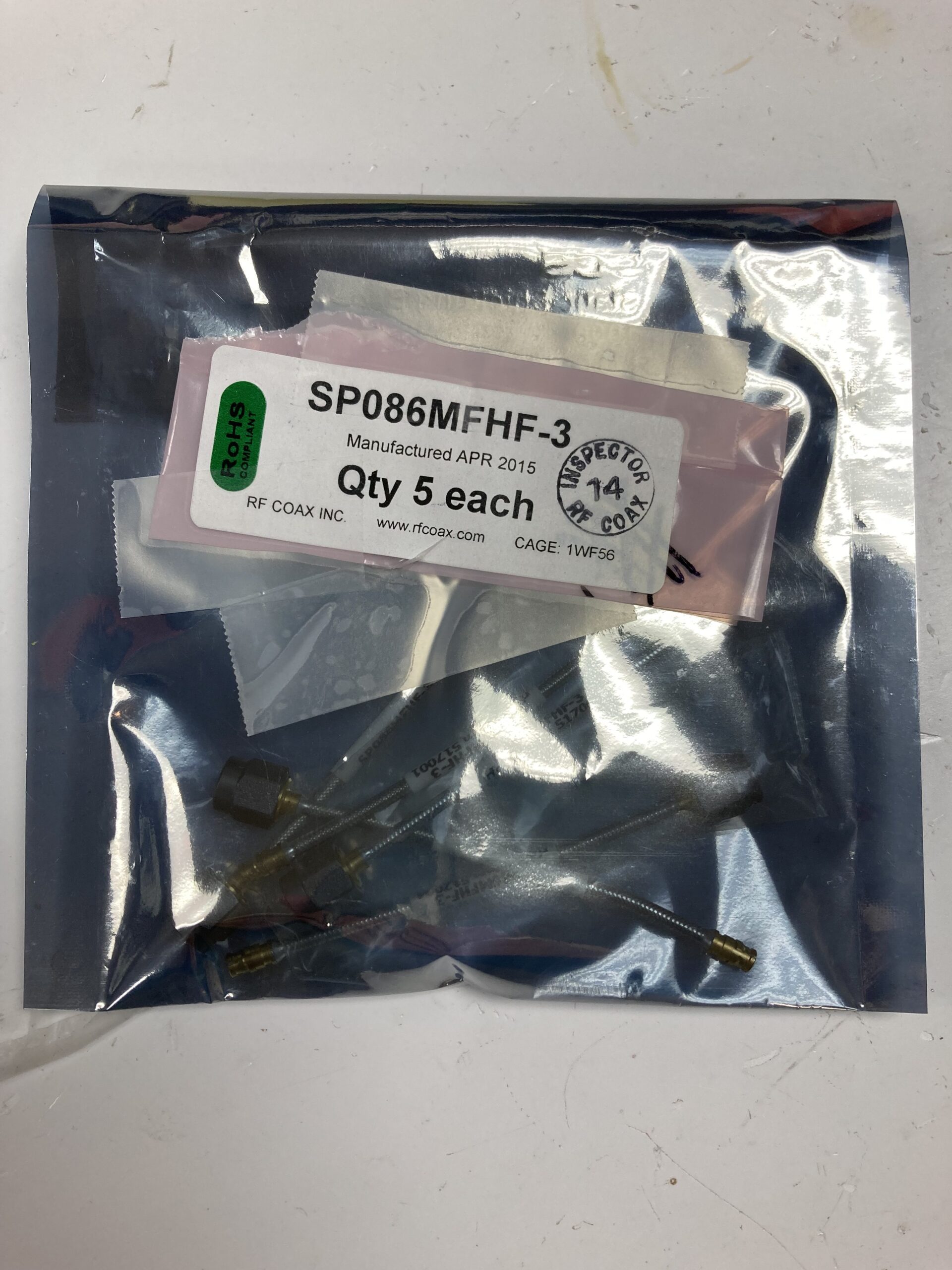 RF Coax SP086MFHF-3 SMA Male to GPO Female RF Cable Assembly (lot of 5 ...