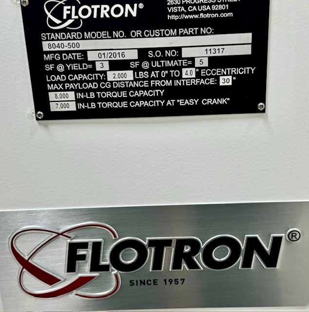 Flotron 8040-500 Rotational Fixture – Component Handling System