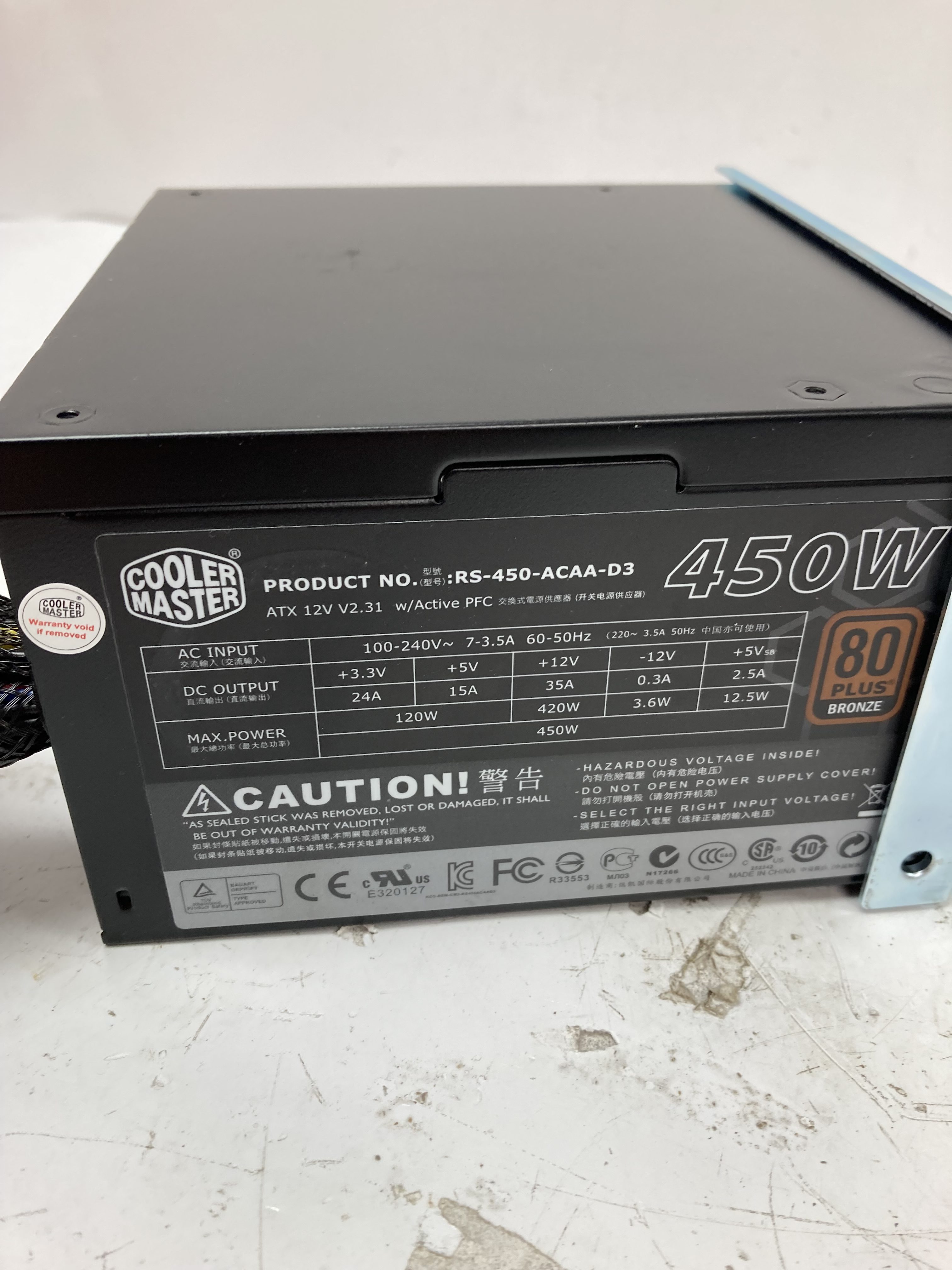Cooler Master GX 450W 80 PC Power Supply PSU RS-450-ACAA - Power Meters ...
