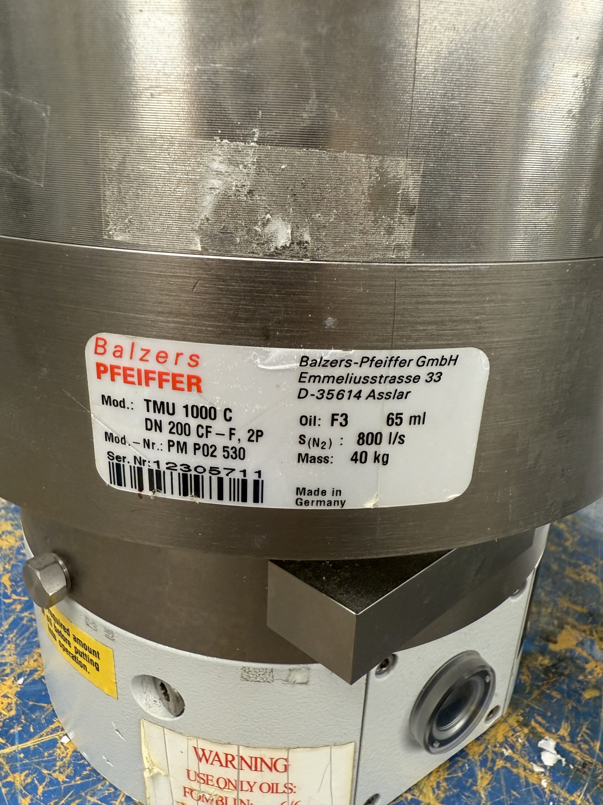 Balzers TMU1000 Turbomolecular Vacuum Pump – UHV Solution