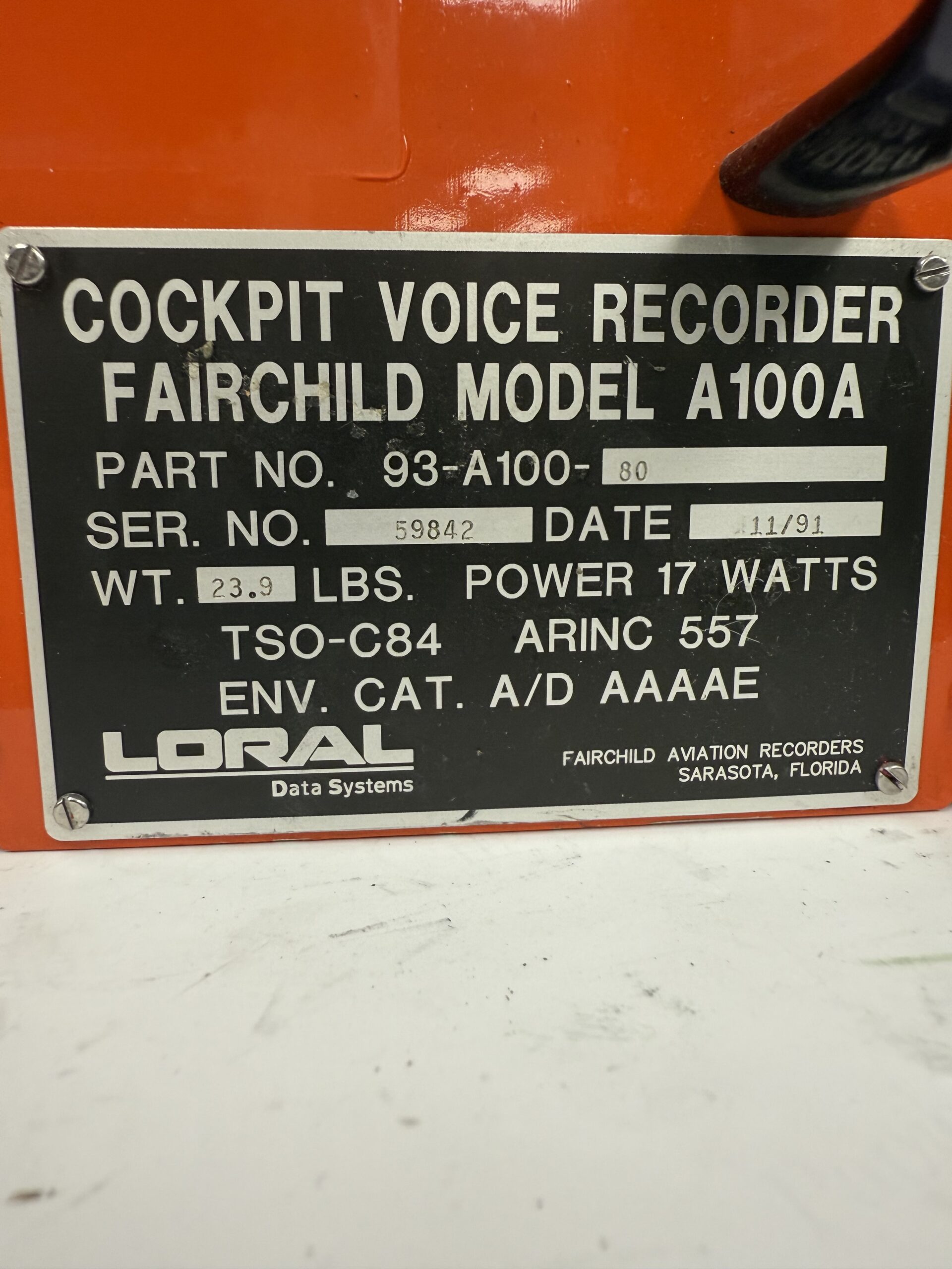 Fairchild A100A Cockpit Voice Recorder – CVR for Aviation Safety