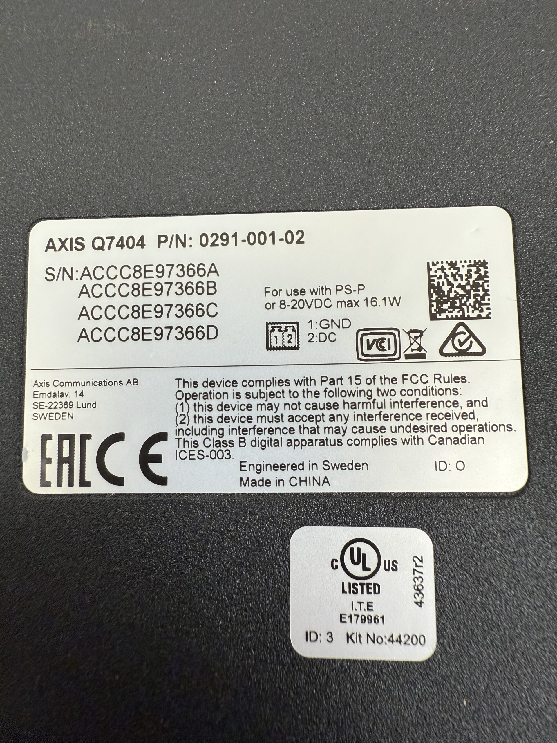 AXIS Q7404 Video Encoder - AS IS